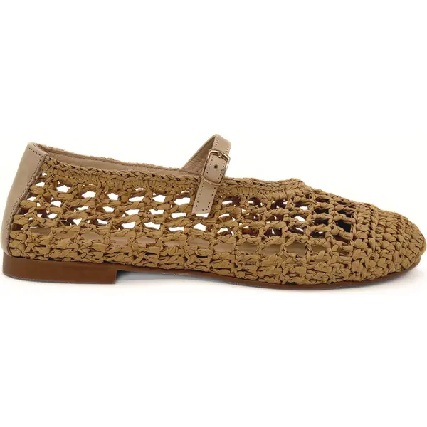 AMIE RAFA Elaina Raffia Mary Janes - Beige