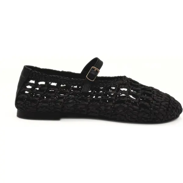 AMIE RAFA Elaina Raffia Mary Janes - Black