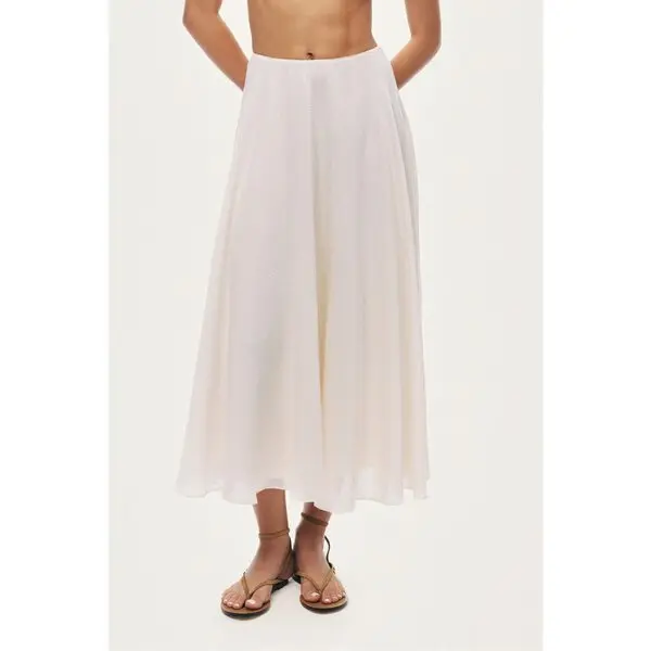 NOCTURNE Flowy High-waisted Midi Skirt - Ivory