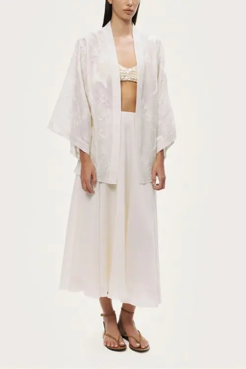 NOCTURNE Flowy High-waisted Midi Skirt - Ivory