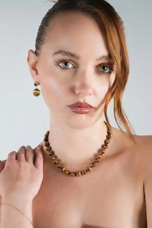 CLASSICHARMS Tiger's Eye Beaded Necklace