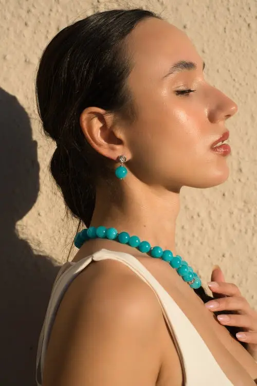 CLASSICHARMS Gia Amazonite Bead Drop Earrings - Blue