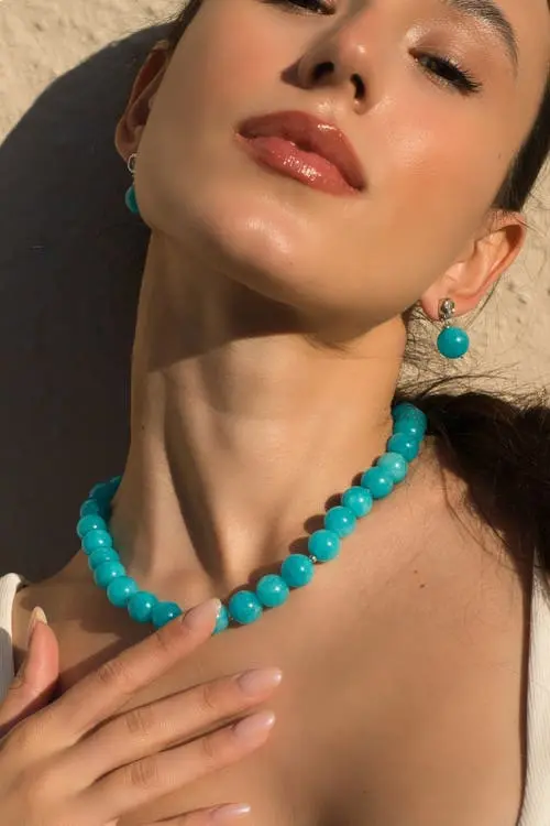 CLASSICHARMS Gia Amazonite Bead Drop Earrings - Blue