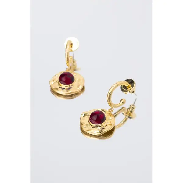 CLASSICHARMS Roaming Venus Crystal Molten Earrings - Gold/red