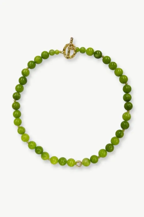 CLASSICHARMS Olivia Peridot Bead Choker Necklace - Green