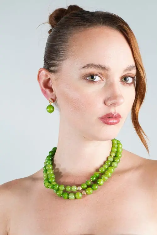 CLASSICHARMS Peridot Bead Choker Necklace