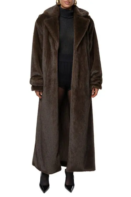 JLUXLABEL Uptown Faux Fur Coat - Brown
