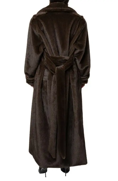 JLUXLABEL Uptown Belted Faux Fur Longline Coat