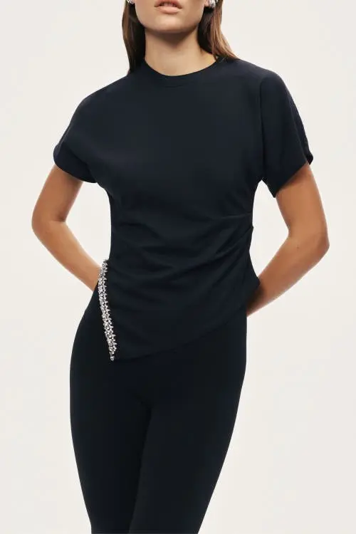 NOCTURNE Embellished Asymmetric T-shirt