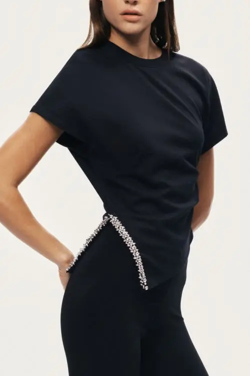 NOCTURNE Embellished Asymmetric T-shirt