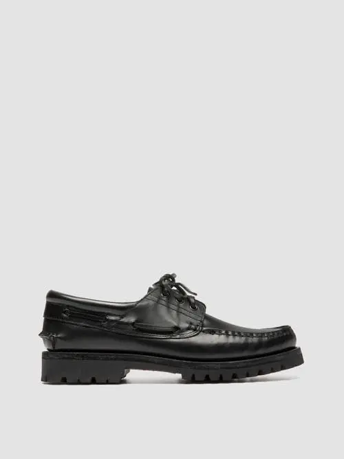 Officine Creative Heritage Flexi 001 Leather Boat Shoes - Black