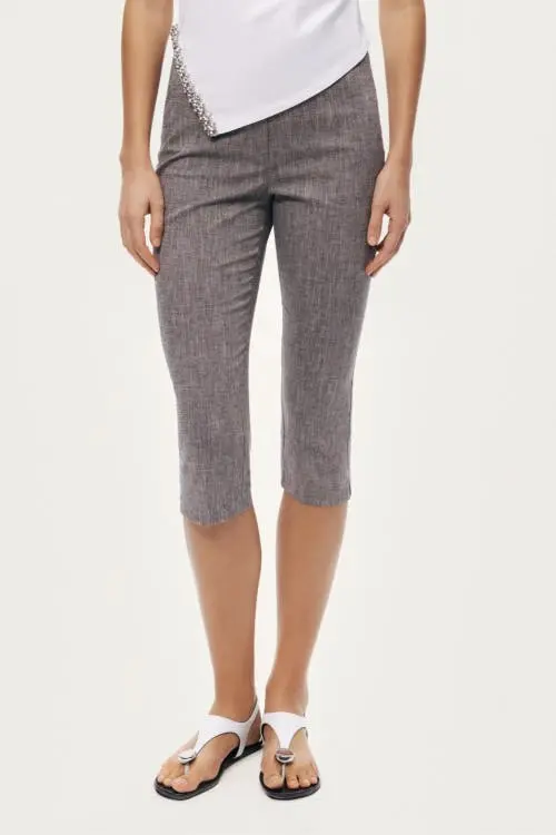 NOCTURNE Tailored Linen Blend Capri Pants - Grey