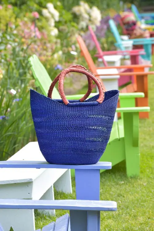 AFRICAN MODERN Ghanaian Lacework Wing Shopper With Leather Handles