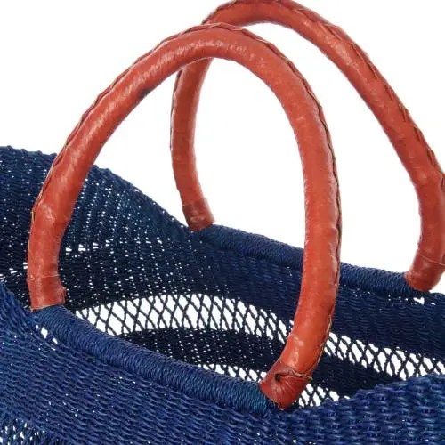 AFRICAN MODERN Ghanaian Lacework Wing Shopper With Leather Handles