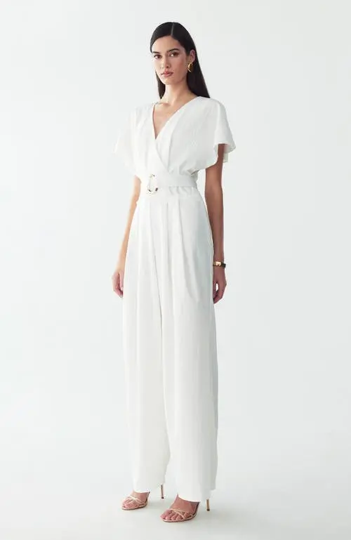 BWLDR Zarah Belted Wide Leg Jumpsuit - White
