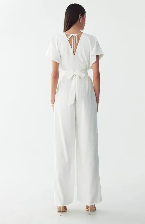 BWLDR Zarah Belted Wide Leg Jumpsuit - White