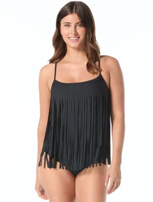 COCO REEF C-cup Fringe Underwire One Piece Swimsuit - Black