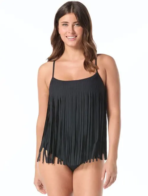 COCO REEF C-cup Fringe Underwire One Piece Swimsuit - Black