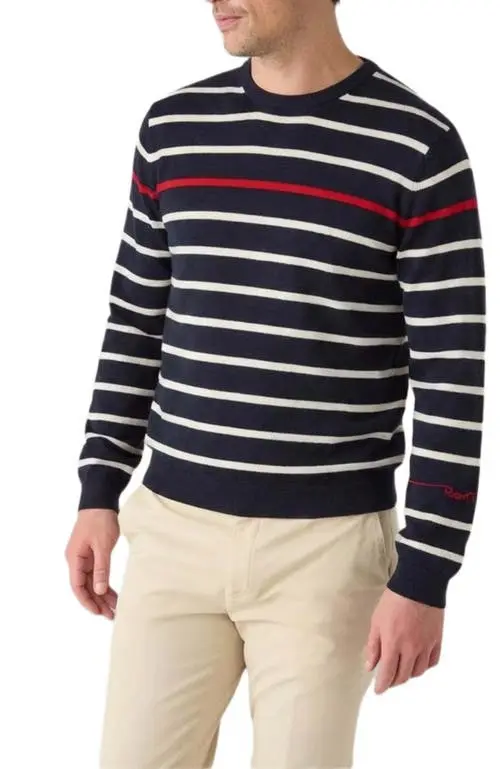 Robert Talbott Cooke Engineered Stripe Sweater - Navy/white