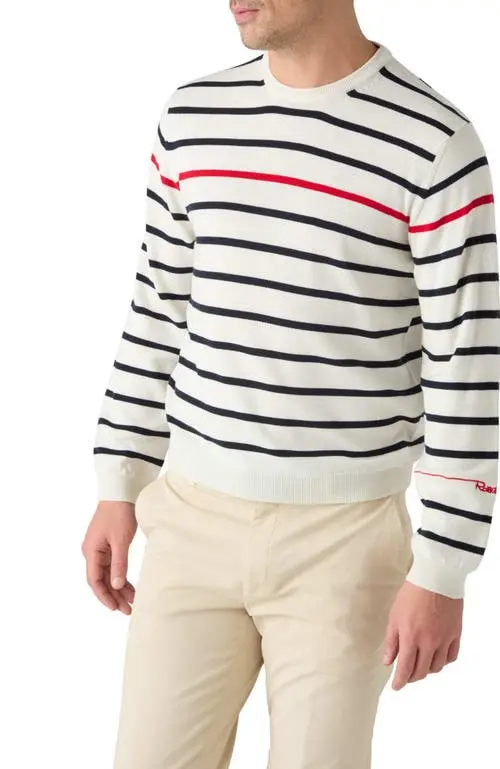 Robert Talbott Cooke Engineered Stripe Sweater - White And Navy