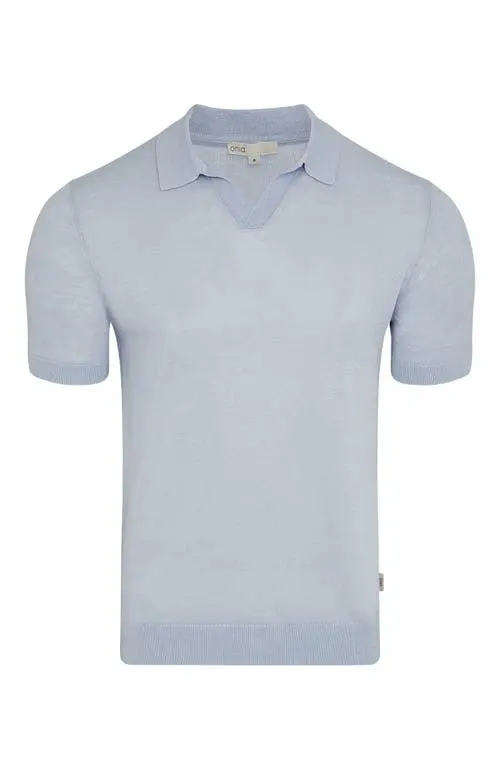 Onia Linen Johnny Collar Polo - Sky