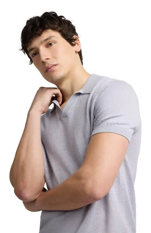 Onia Linen Johnny Collar Polo - Sky
