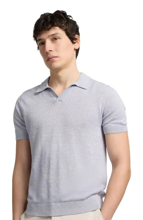 Onia Linen Johnny Collar Polo - Sky