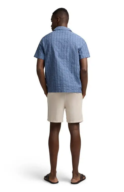 Onia Cotton Linen Pop Over Polo Tee - Navy