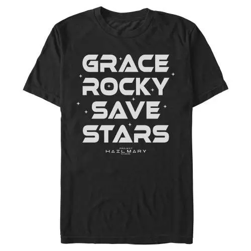 PROJECT HAIL MARY Grace Rocky Save Stars Short Sleeve Graphic T-shirt - Black