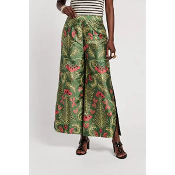 FRANCES VALENTINE Palazzo Printed Pant - Green/pink/multi