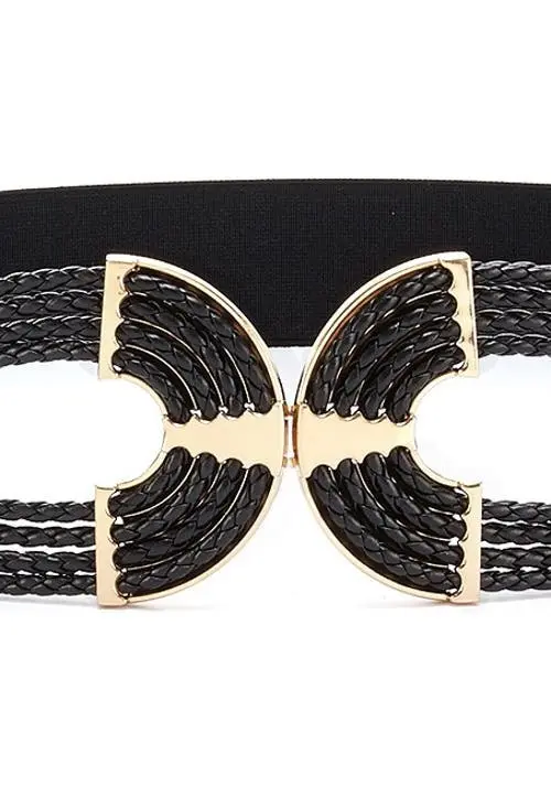 LASCANA Symmetrical Buckle Waist Belt - Black