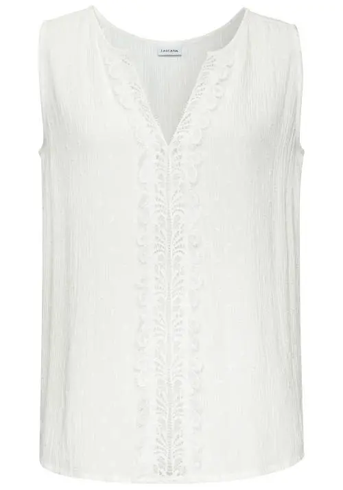LASCANA Lace Trim Sleeveless Blouse