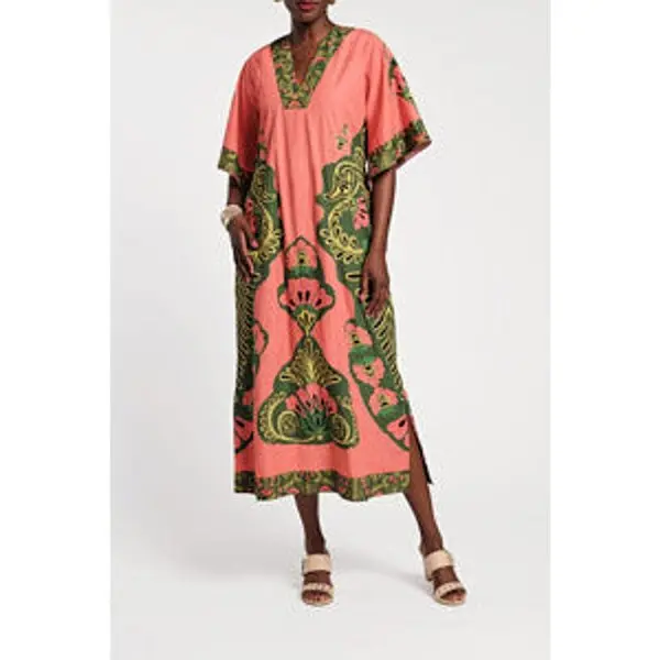 FRANCES VALENTINE Printed Cotton Caftan - Pink/multi