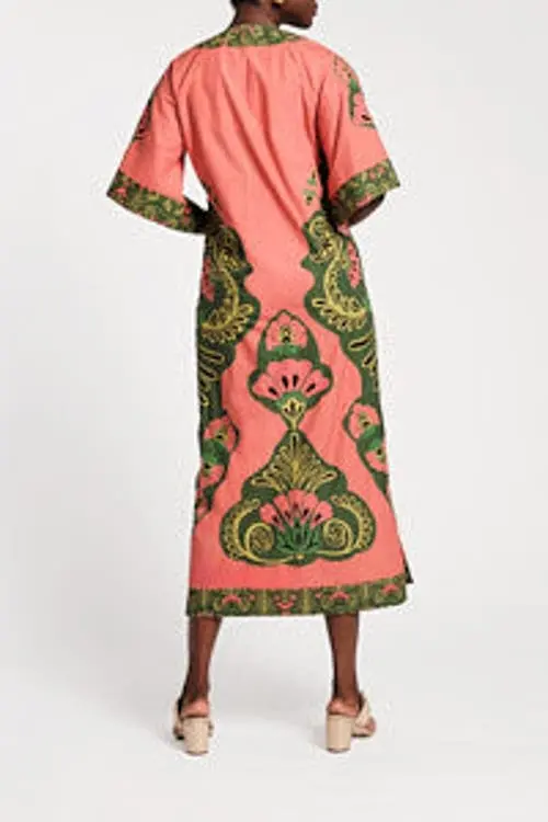 FRANCES VALENTINE Printed Cotton Caftan - Pink/multi
