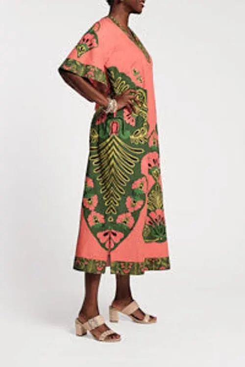 FRANCES VALENTINE Printed Cotton Caftan - Pink/multi