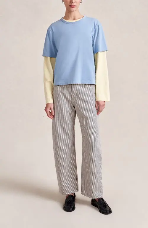 LA LIGNE Short Sleeve Boyfriend Tee - Chambray