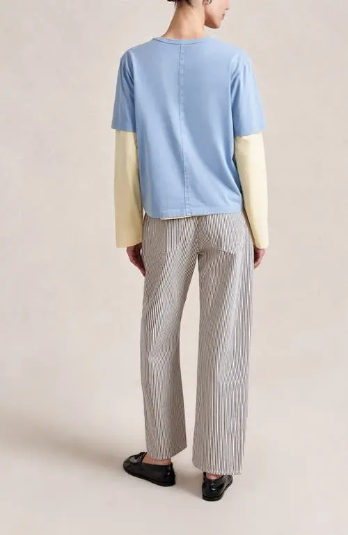 LA LIGNE Short Sleeve Boyfriend Tee - Chambray