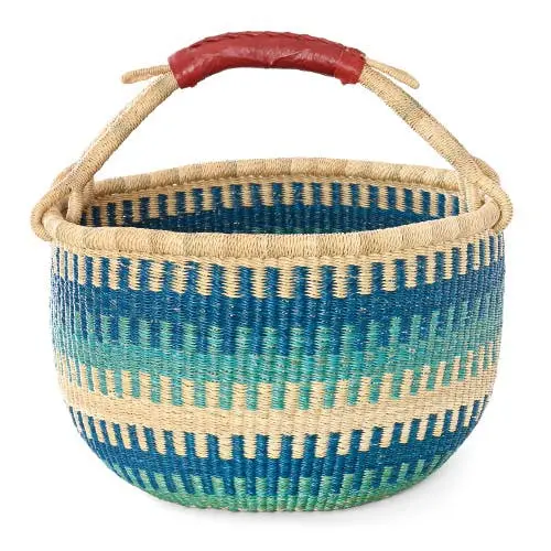 AFRICAN MODERN Patterned Bolga Basket - Blue