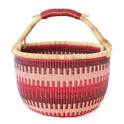 AFRICAN MODERN Patterned Bolga Basket - Primrose