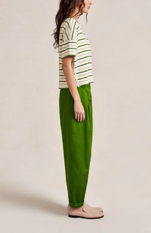 LA LIGNE Short Sleeve Breton Tee - Ecru/cactus/celadon