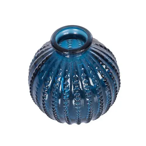 GALLERIE II Mini Decorative Round Ribbed Glass Vase 3.15"