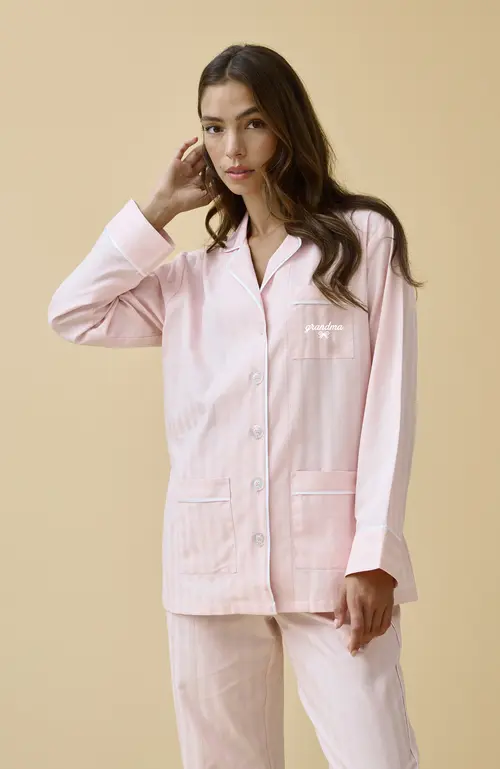 KIP Grandma Cotton Pajama Set - Pink Peony