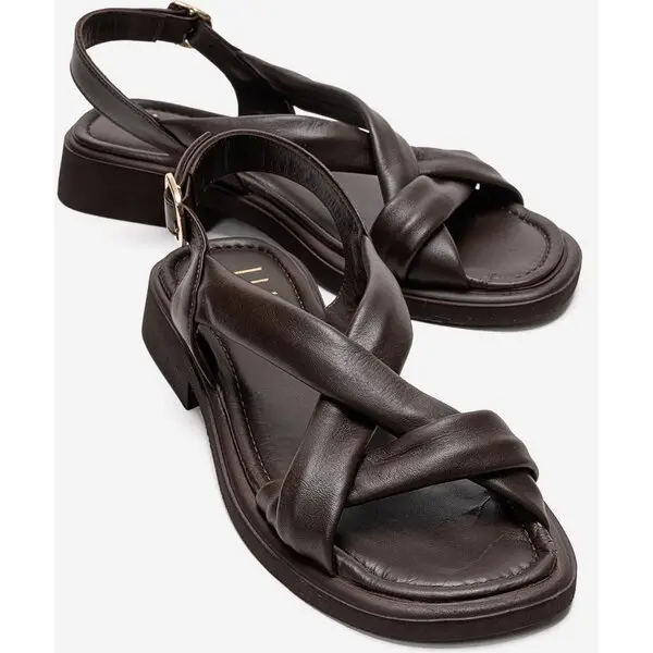 FOREVER & ALWAYS SHOES Crisscross Strap Leather Sandal - Brown