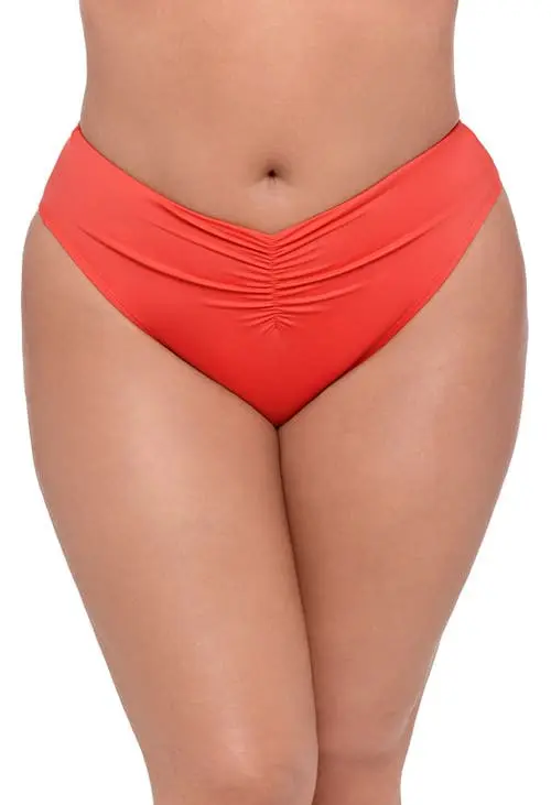 S3 APPAREL High Cut Bikini Bottoms With Cinch Front - Hot Red