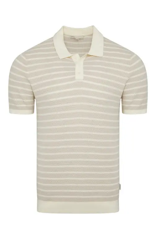 Onia Cotton Textured Knit Polo Tee - Stone/egret