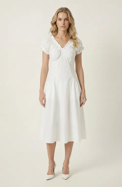 MODENAIRE Mini Dress With Ruched Bodice - White