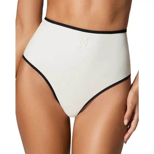 Kiki De Montparnasse Contraste High-waist Bikini Bottom - Ecru/black