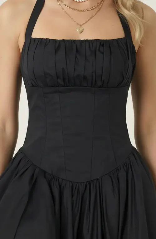 MODENAIRE Halter Neck Corset Maxi Dress