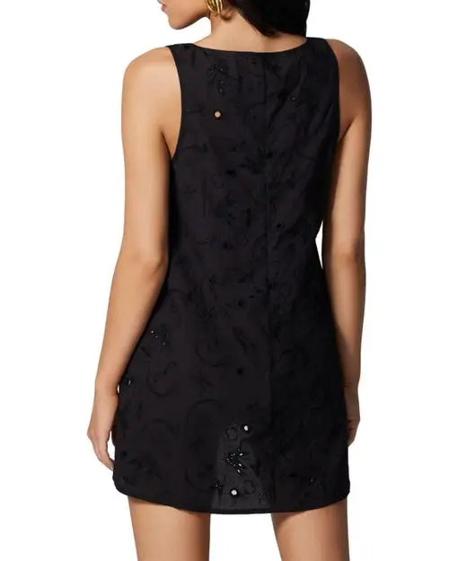 Kiki De Montparnasse Simone Cotton Eyelet Mini Scoop Neck Dress