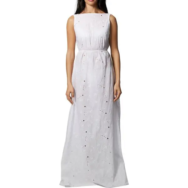 Kiki De Montparnasse Simone Cotton Eyelet Long Dress - Ivory